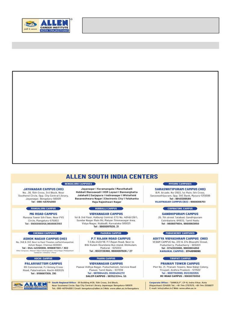Iit-Jee (M+a) Nurture SRG P-1, 2 It-1 (Major) (Paper - 2) 11-8-2024 | PDF