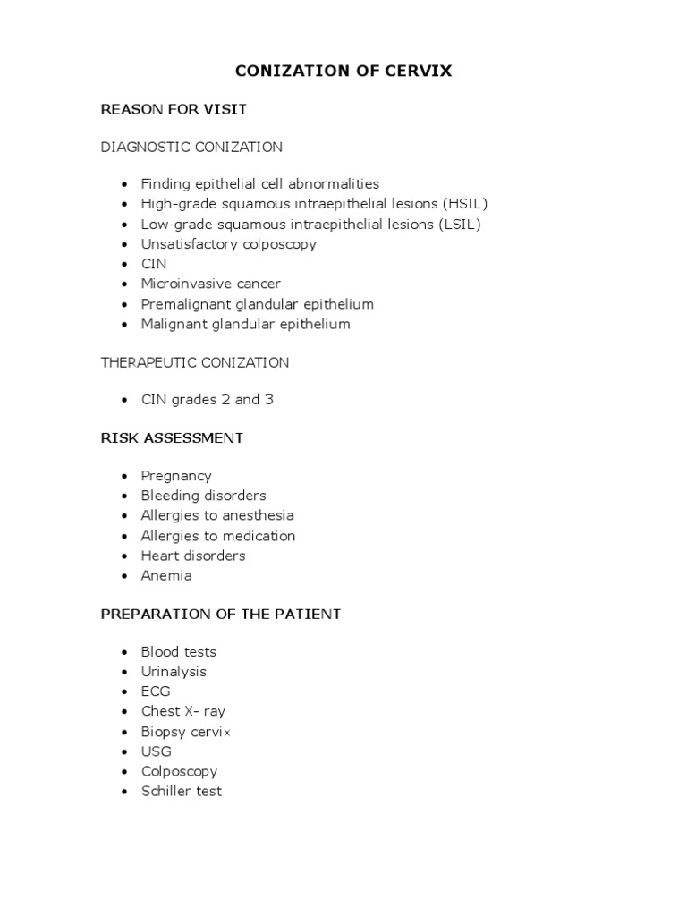 Conization of Cervix | PDF | Gynaecology | Medical Specialties