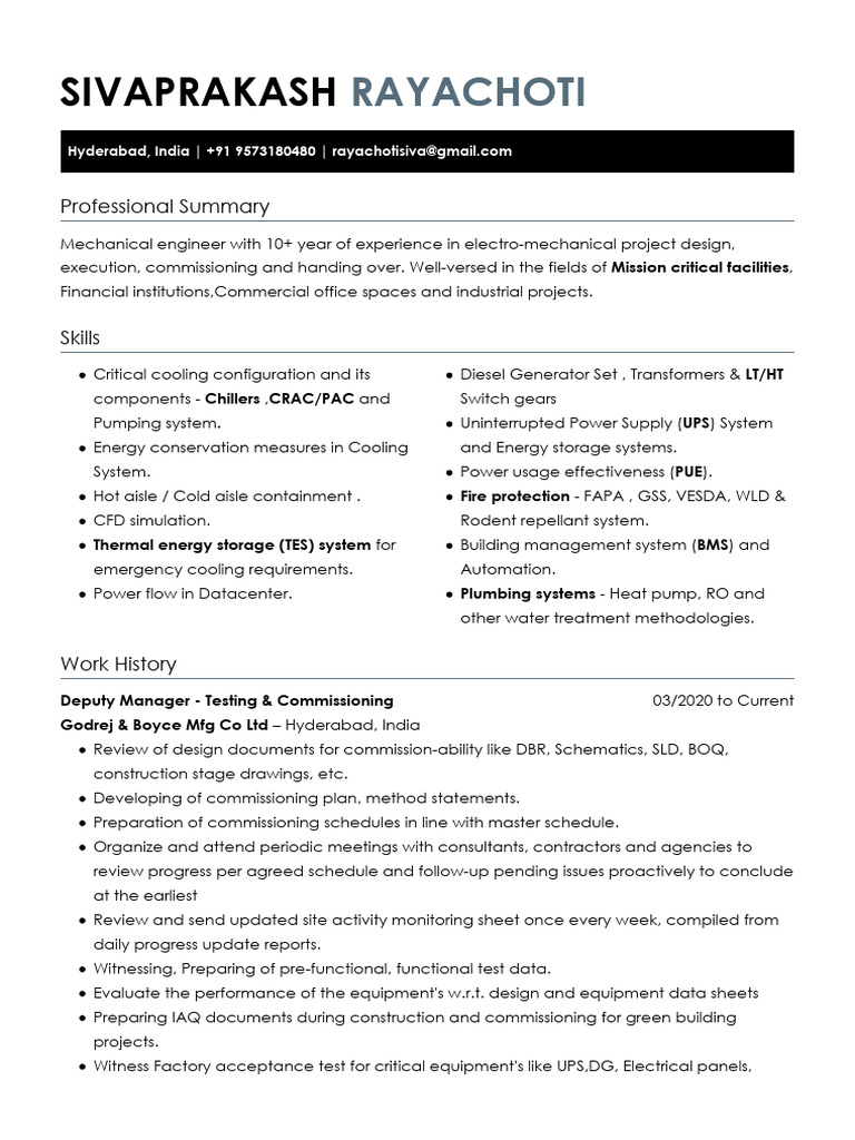 CV - Sivaprakash - DC - Final Wo CDCP | PDF