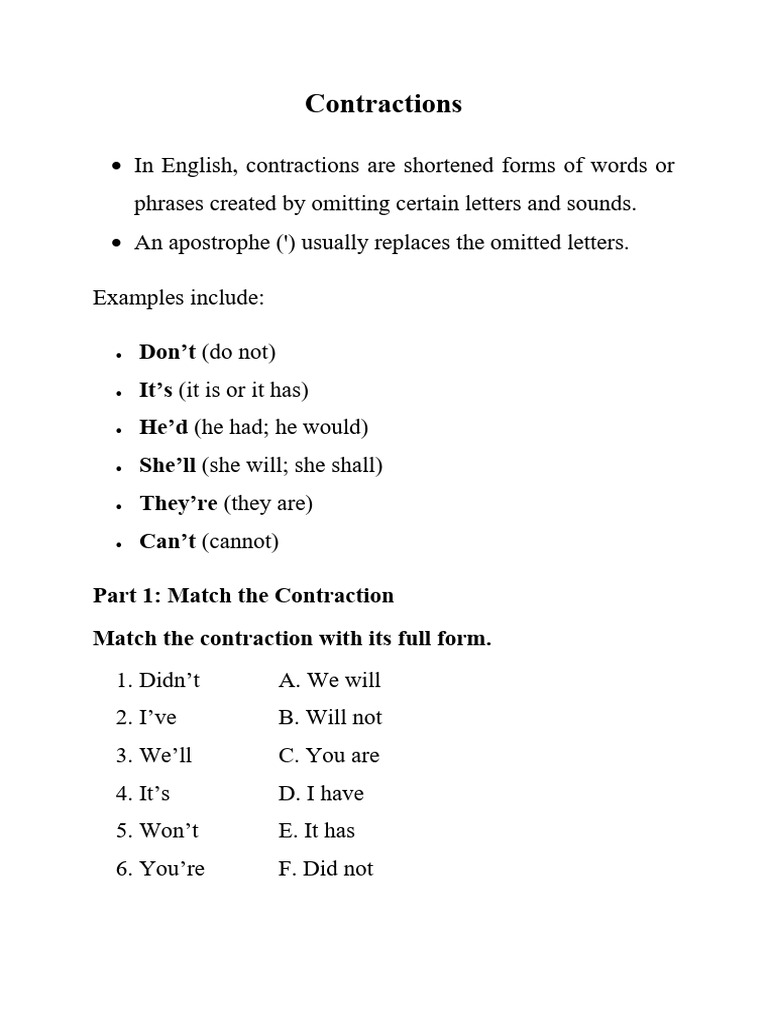 contractions | PDF