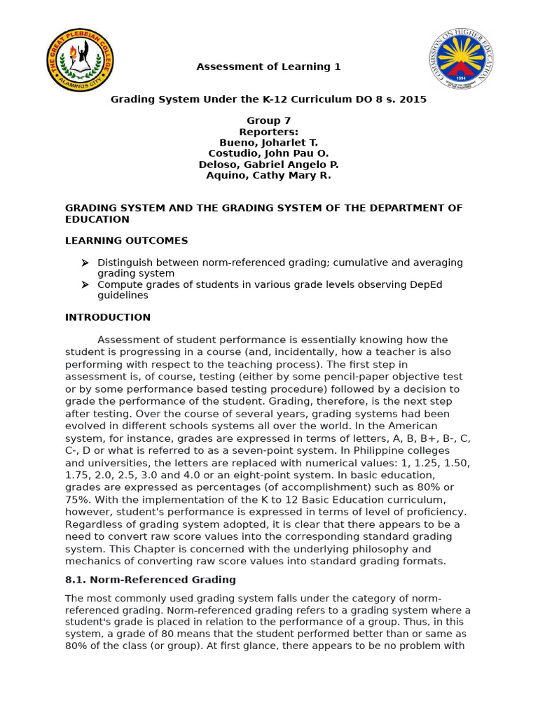 Assessment of Learning 1 | PDF