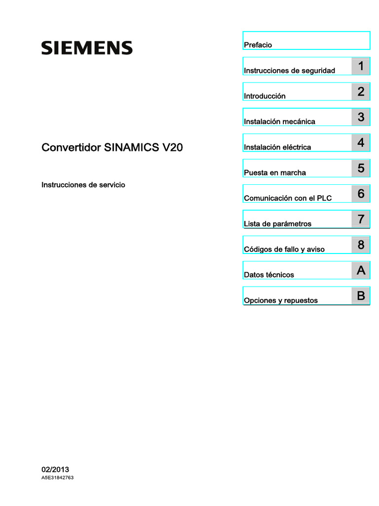 Manual Sinamics V20 - Es | PDF