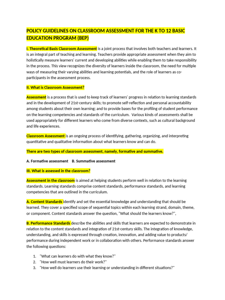 POLICY GUIDELIN WPS Office | PDF | Educational Assessment | Learning