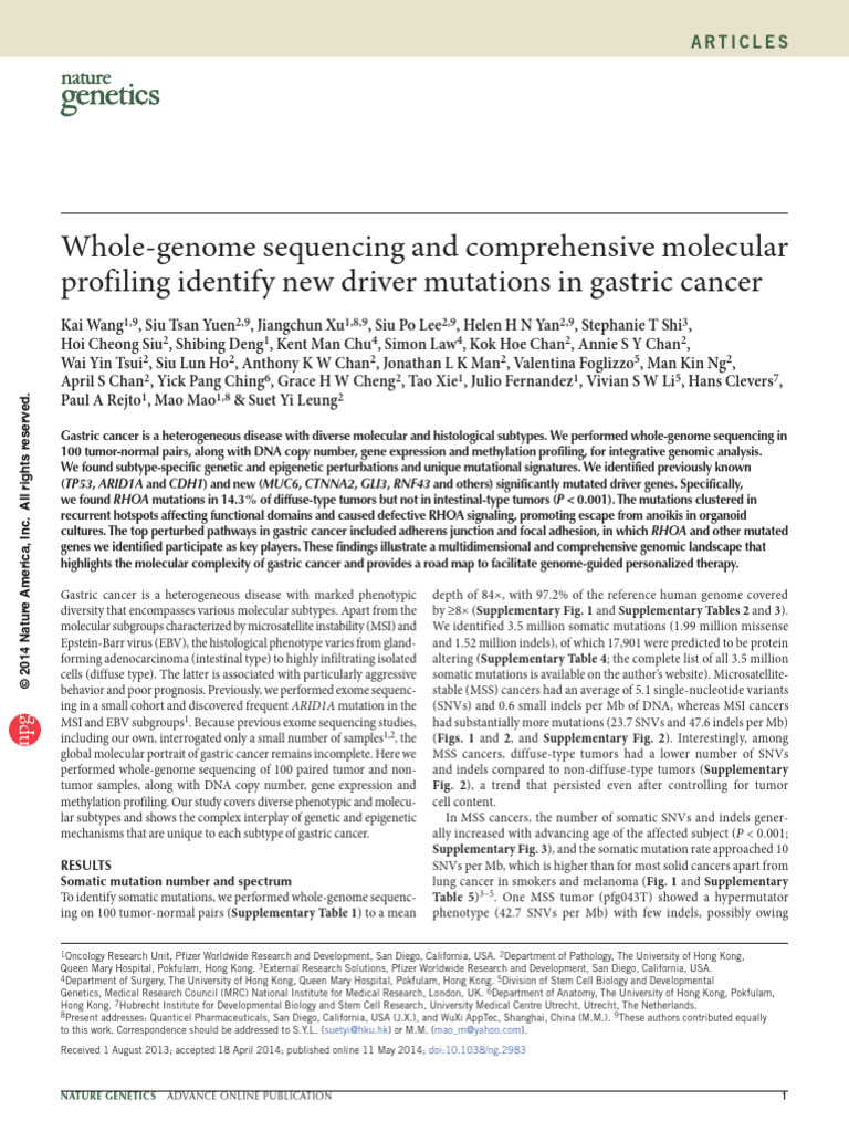 Whole Genome Sequencing and Comprehensiv | PDF