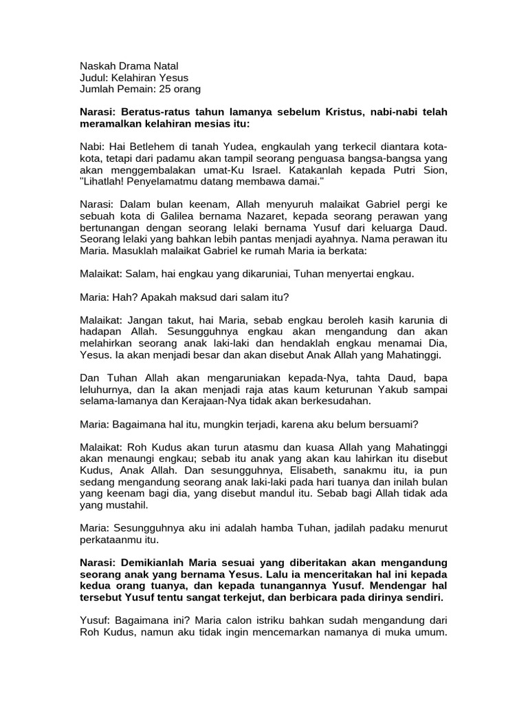 Naskah Drama Natal Pilihan Dan Puisi Natal | PDF
