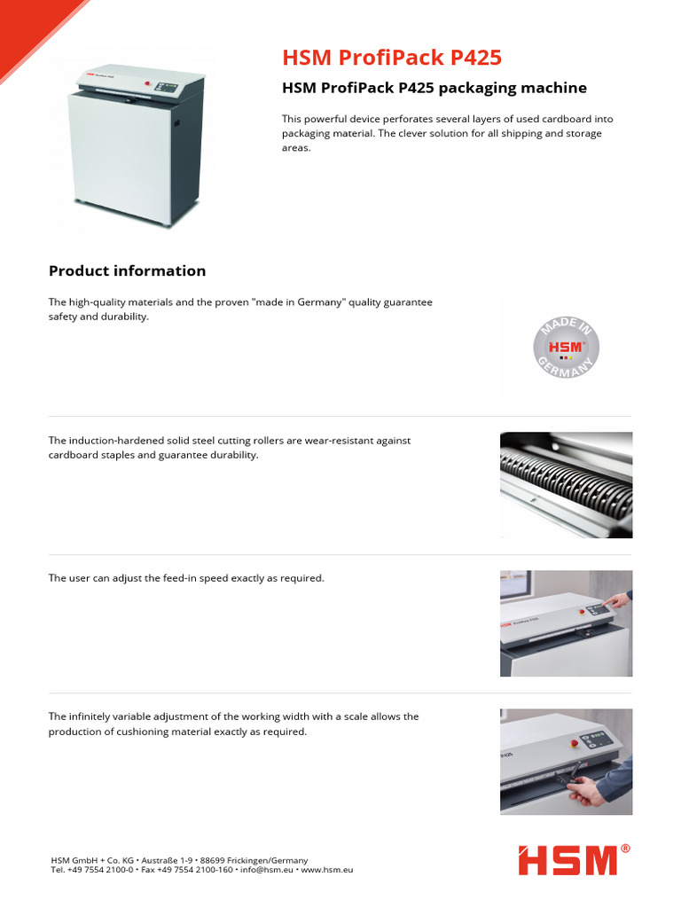 HSM-ProfiPack-P425_Data Sheet | PDF