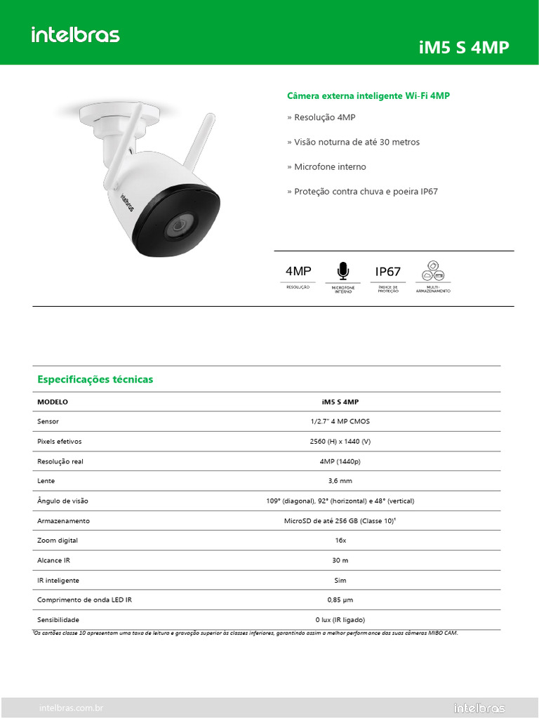 Datasheet - IM5 S 4MP - Câmera Externa Inteligente Wi-Fi | PDF