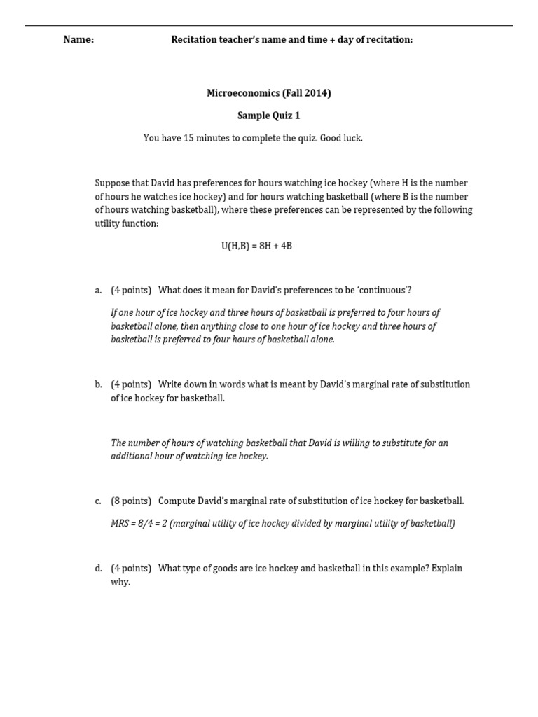 Quiz 1 Key | PDF
