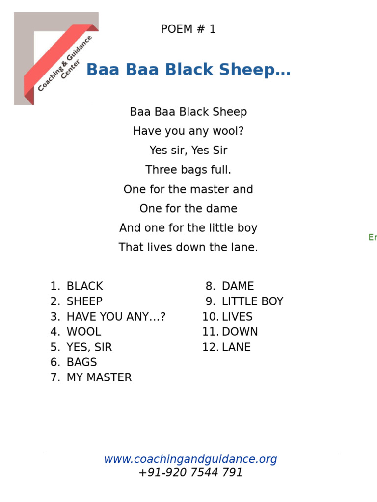 Baa Baa Black Sheep | PDF