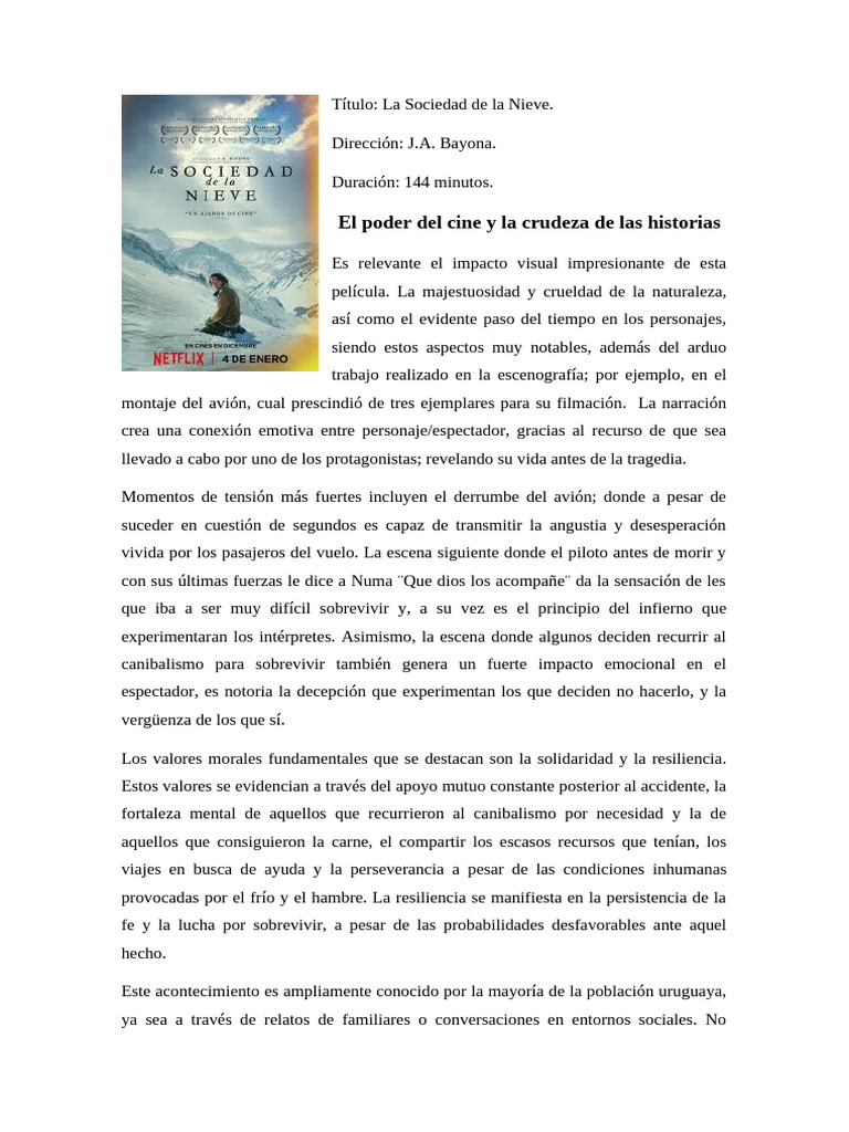 La Sociedad de La Nieve | PDF