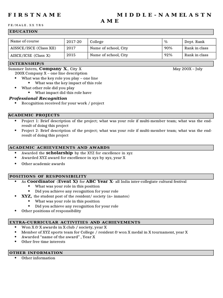 Sample CV Format | PDF