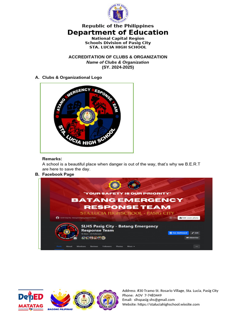 Checklist For Accreditation of Clubs Organization Chart Left | PDF