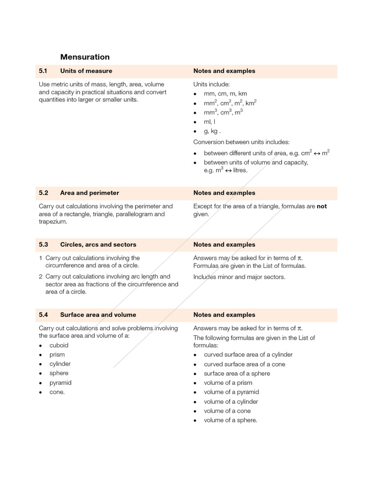 Mensuration 1 | PDF