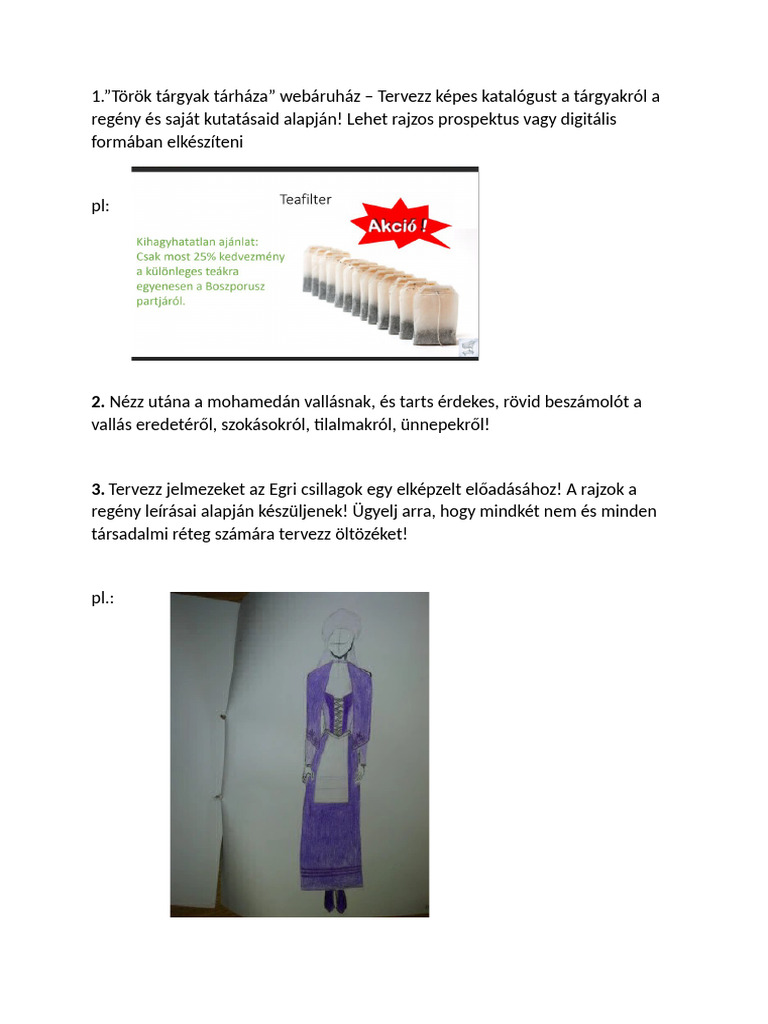 Egri Csillagok - Választható Projekt Feladatok 1 | PDF