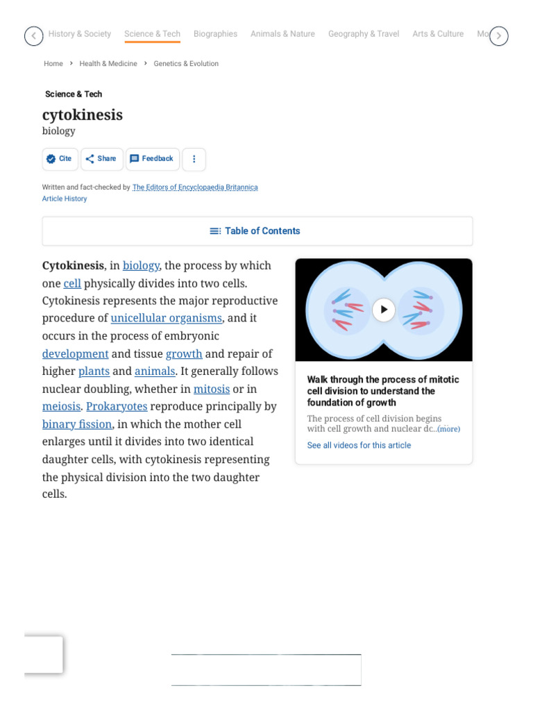 Cytokinesis - Description & Process - Britannica | PDF
