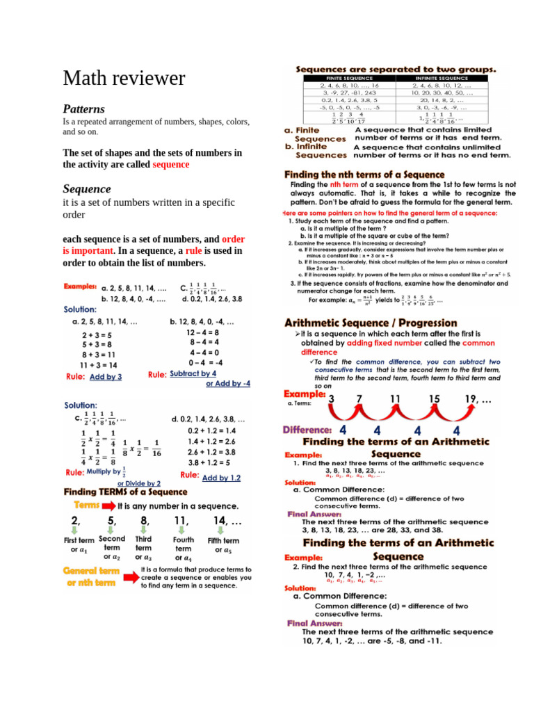 Math Reviewer | PDF | Teaching Methods & Materials