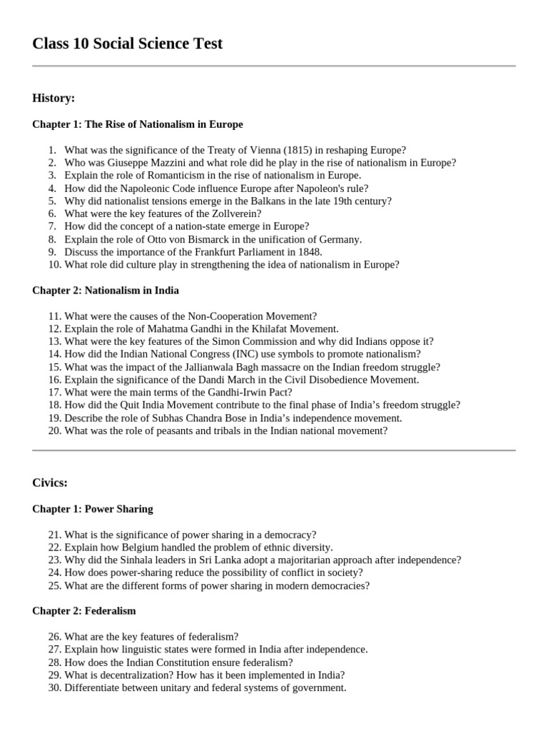 Class 10 Social Science Test | PDF | Agriculture | Social Science