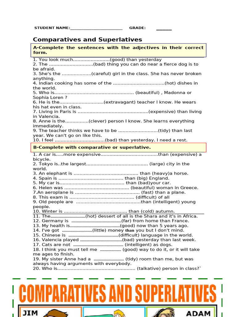 Comparatives and Superlatives - 17381 | PDF