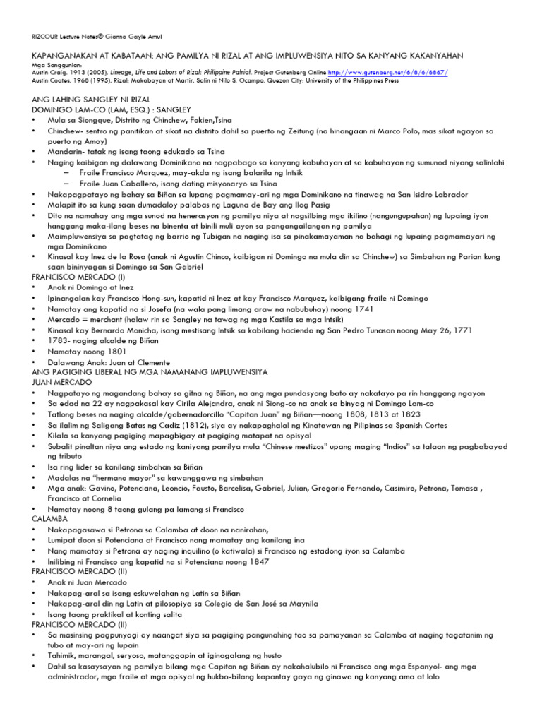 Rizcour 3 Ang Pamilya Ni Rizal | PDF