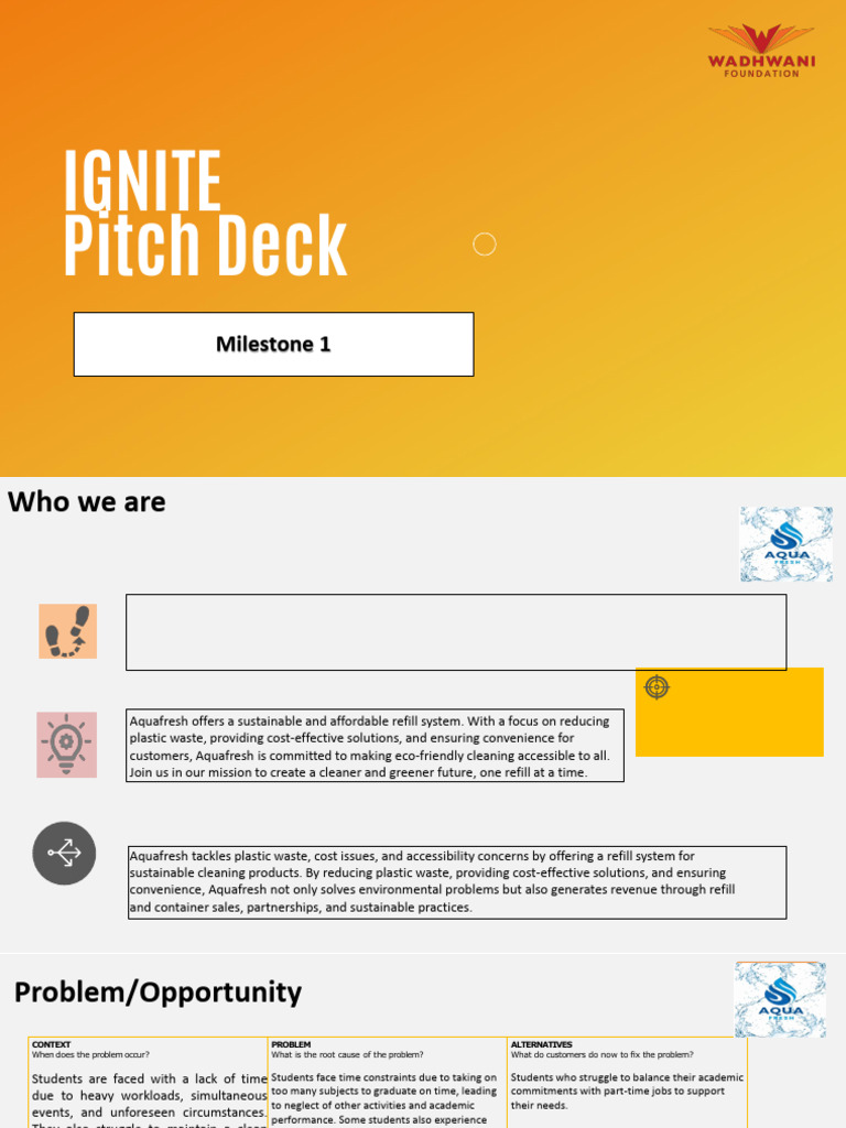 Ignite Pitch Deck: Milestone 1 | PDF