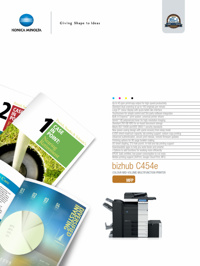 Bizhub C454e Spec Sheet CEN | PDF
