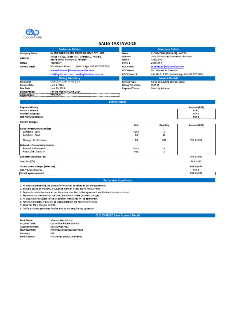 CT06 - Invoice-SV ENGINEERING & SOURCING (Jun' 24) - R | PDF