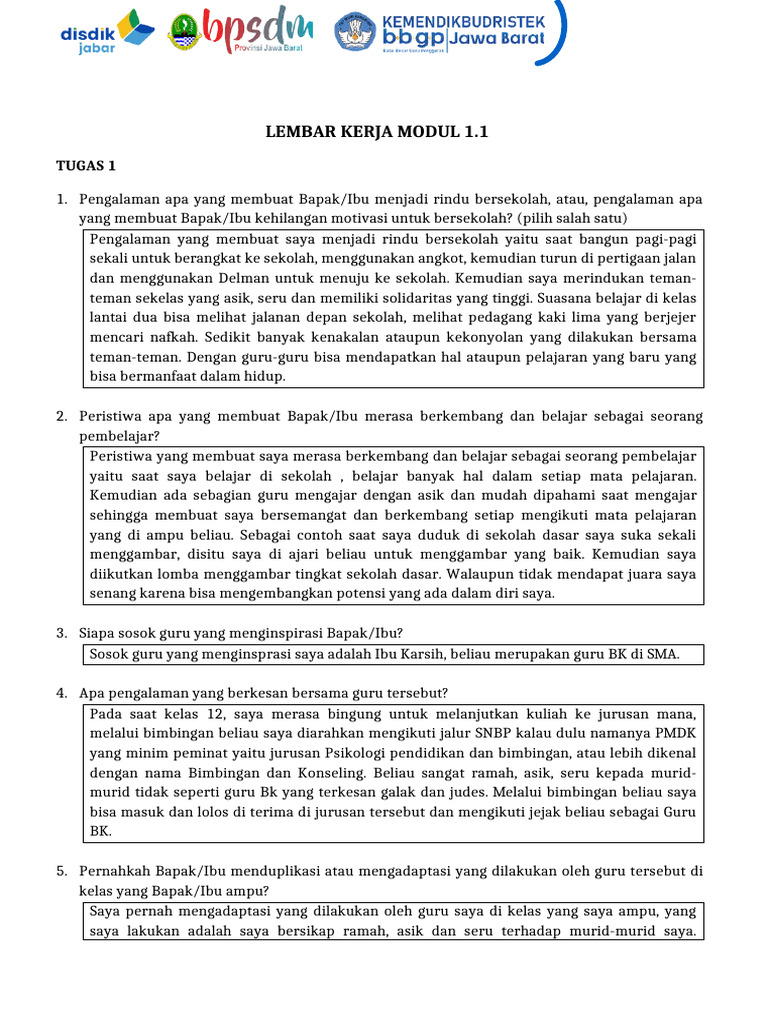 Lk Modul 1.1 Level 1 Isma | PDF