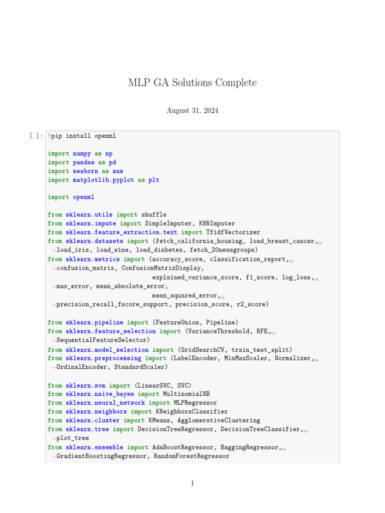 MLP GA Solutions Complete | PDF