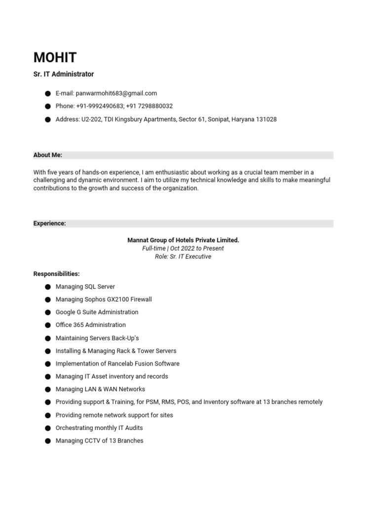 Mohit’s Resume | PDF