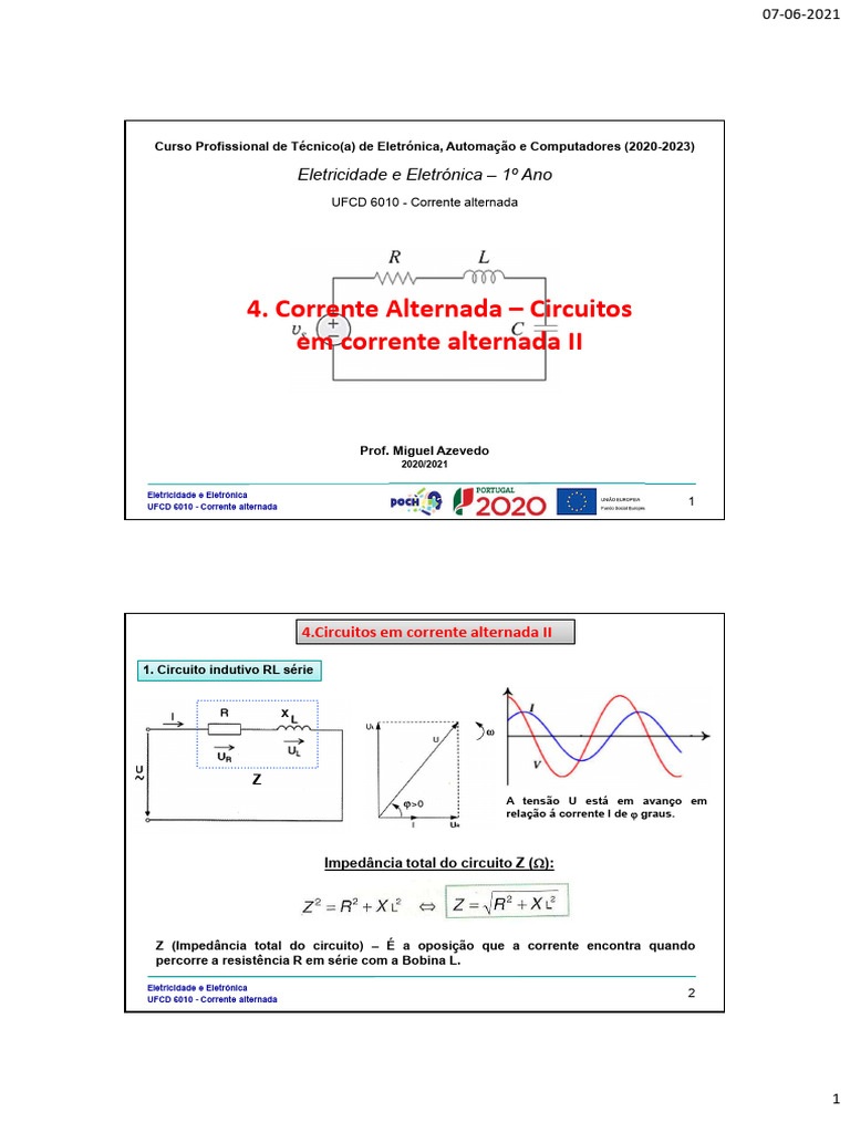 Corrente Alternada - Circuitos em Corrente Alternada II (Powerpoint) | PDF