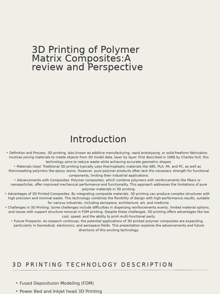 3D Printing of Polymer Matrix Composites A Review and Prospective | PDF