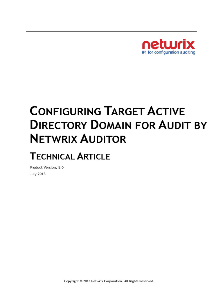 NetWrix Active Directory Change Reporter Configuring Target Environment Technical Article | PDF