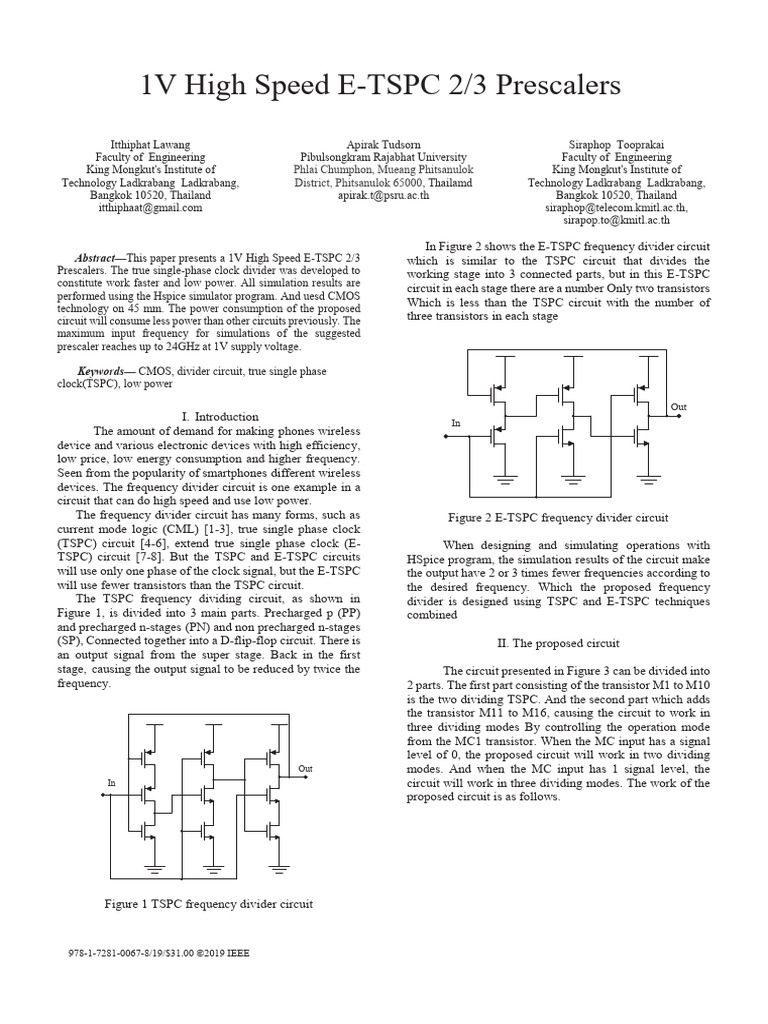1V High Speed E-TSPC 2-3 Prescalers - IEEE (2019) | PDF