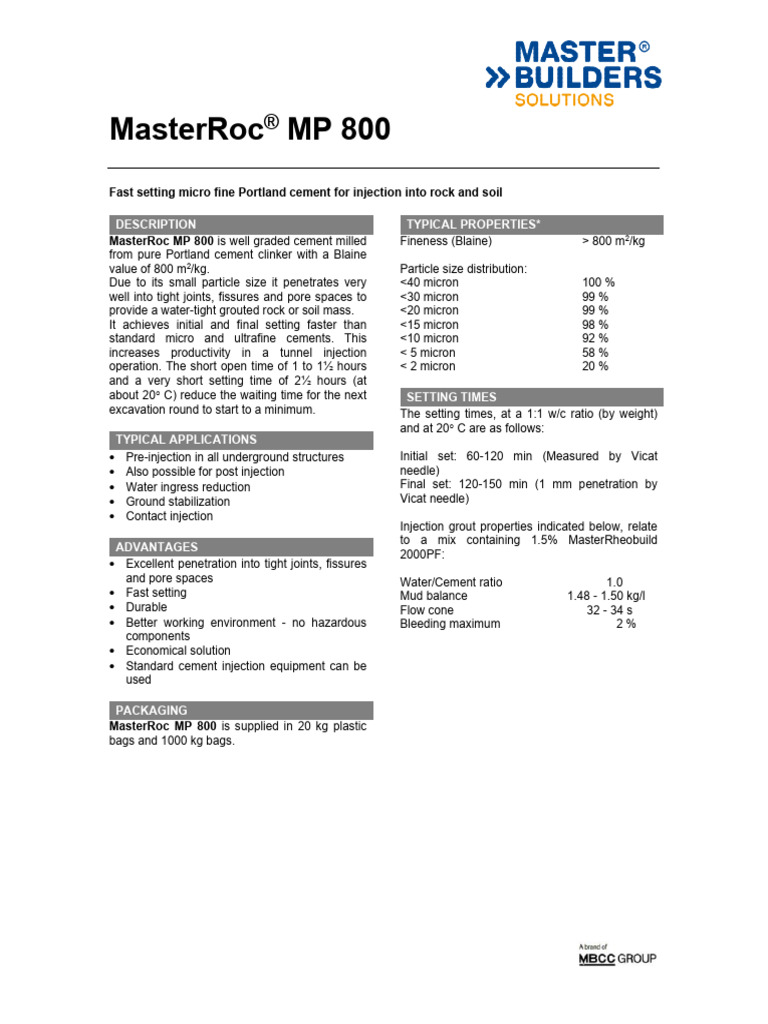 Masterroc Mp 800 Tds | PDF