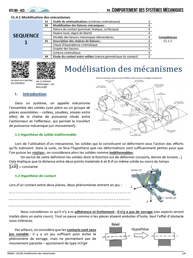 COURS Modélisation Des Mécanismes ELEVE | PDF