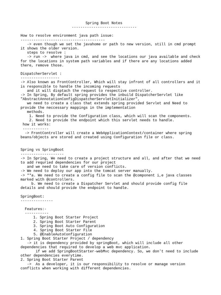 Springboot Selfwrittennotes Pdf