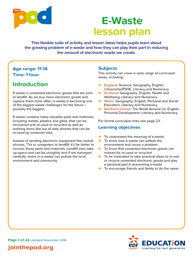 E Waste ks3 Lesson Plan | PDF