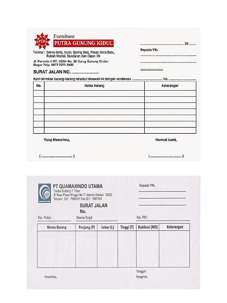 Surat Jalan Form | PDF
