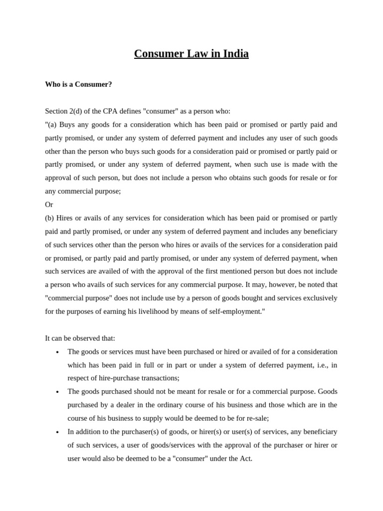 Consumer Law in India | PDF