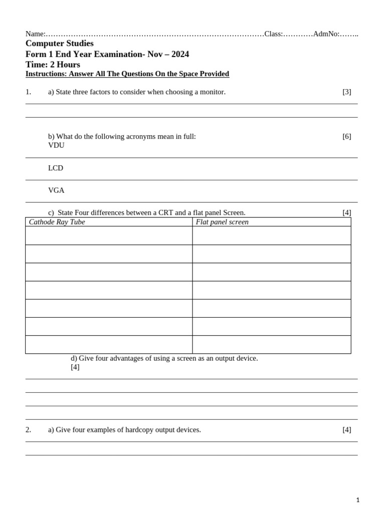 f1 Computer Studies 2024 Qs | PDF