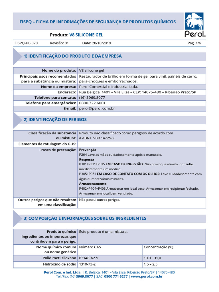 FISPQ V8 SILICONE GEL | PDF
