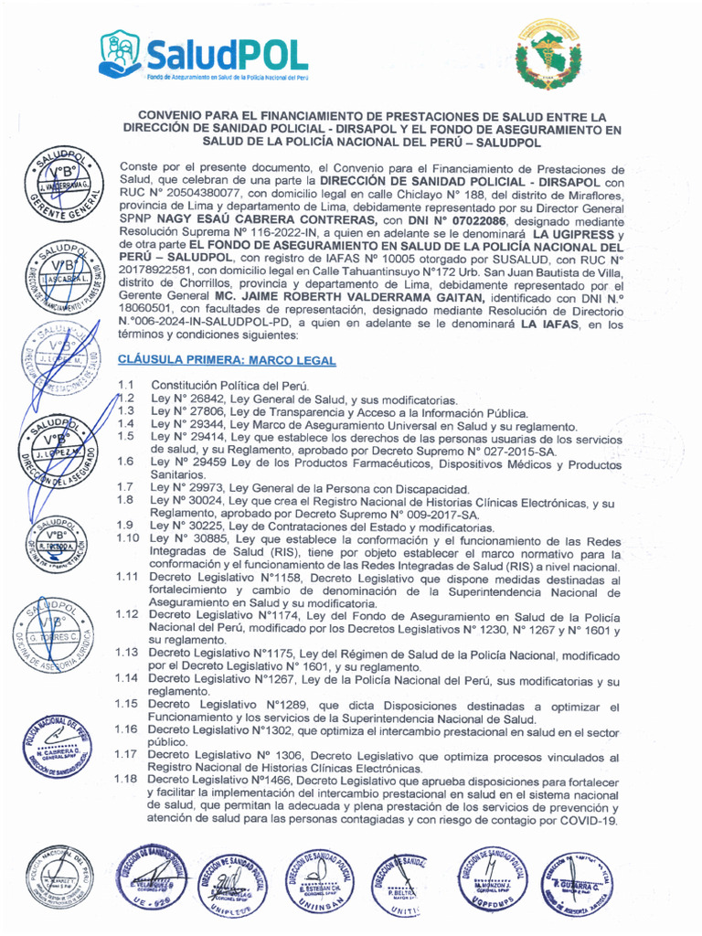 CONVENIO DIRSAPOL SALUDPOL NUEVO | PDF