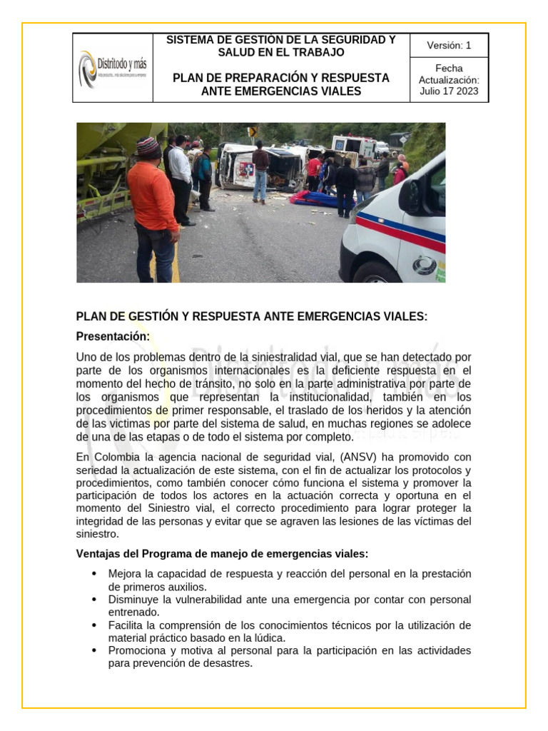 PROGRAMA DE ATENCIÓN DE EMERGENCIAS VIALES (1) | PDF