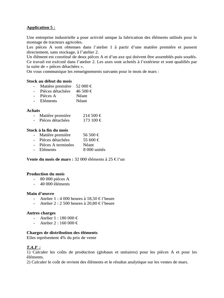 Correction Application 5 Chapitre 1. | PDF