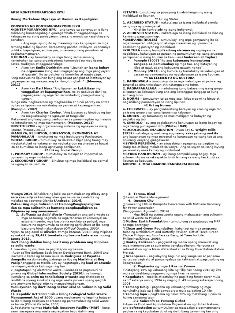AP10 Notes 1st Qtr. | PDF