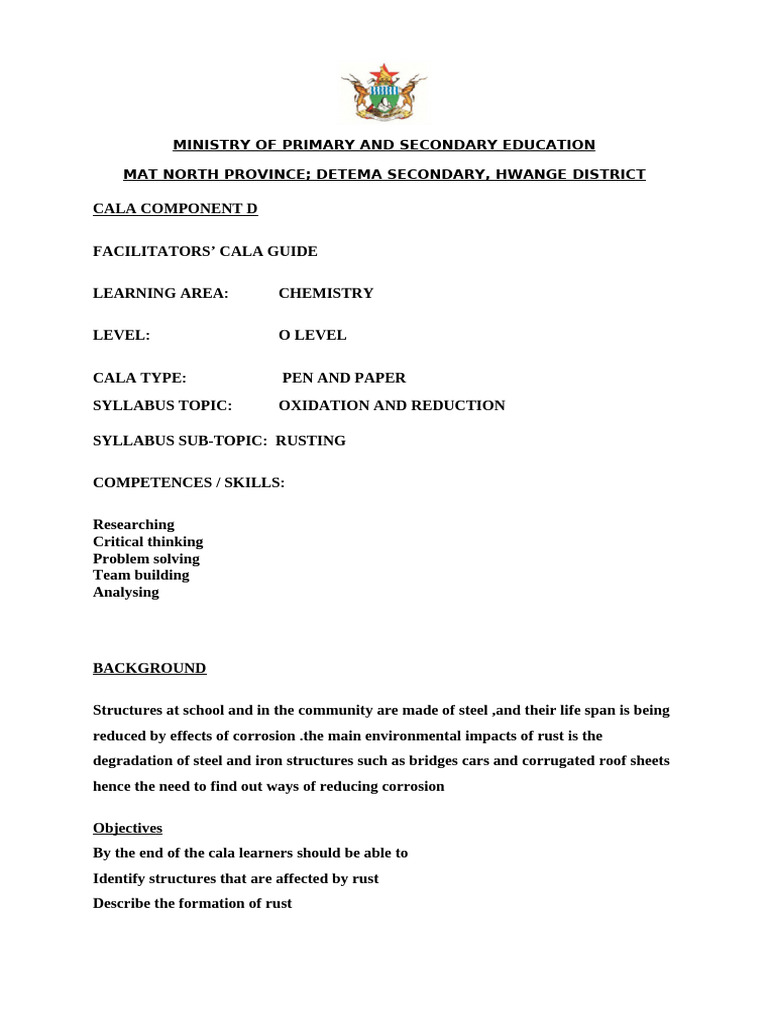 Chemistry Component D | PDF