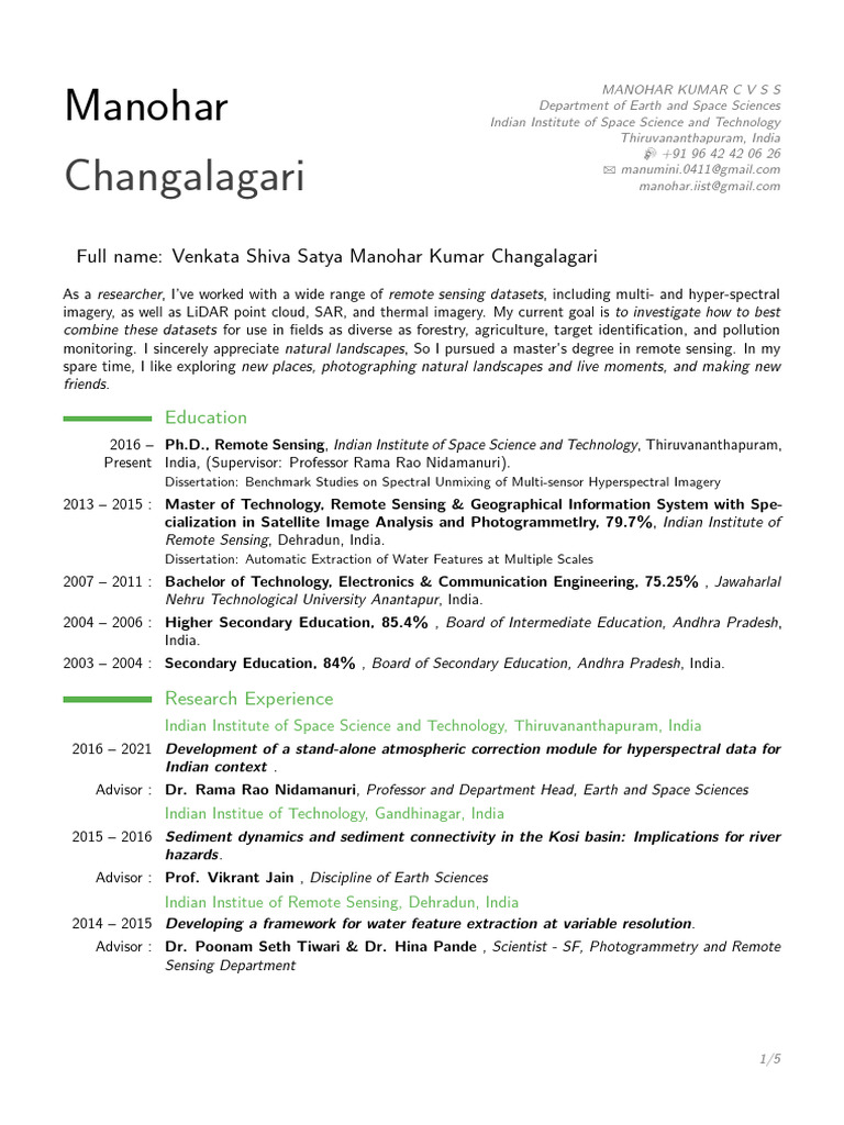 Manohar_Objective_CV | PDF