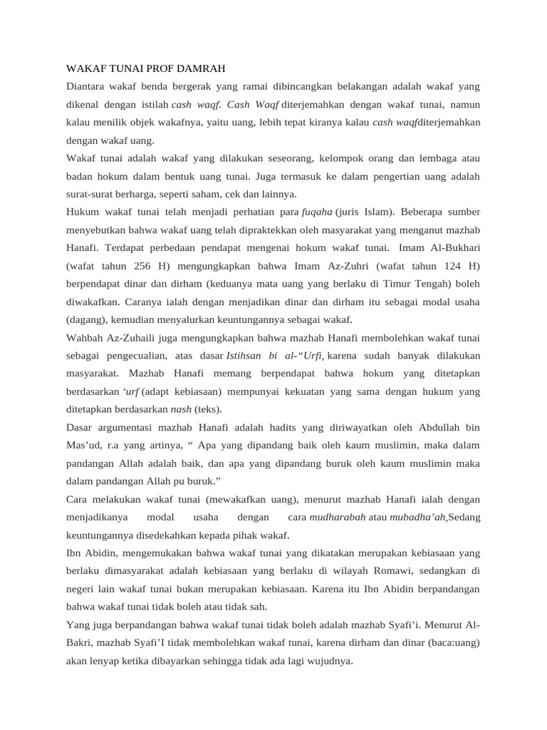 Wakaf Tunai Prof Damrah | PDF