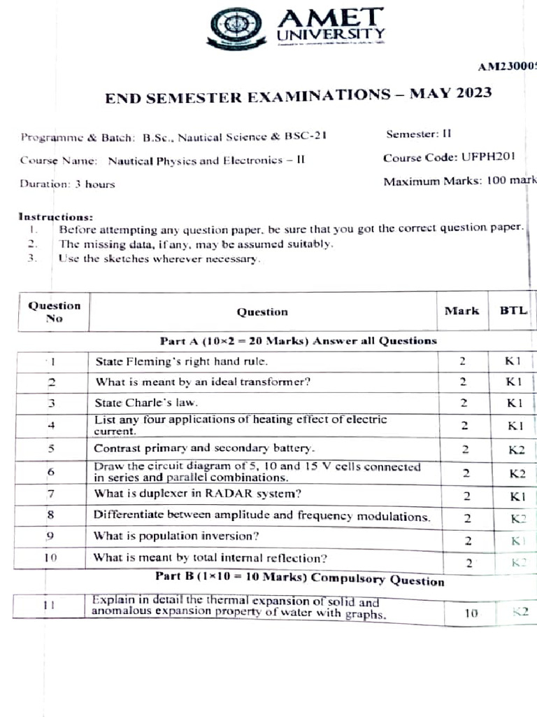 Nautical Physics Sem BSC 21 | PDF | Transformer | Science & Mathematics