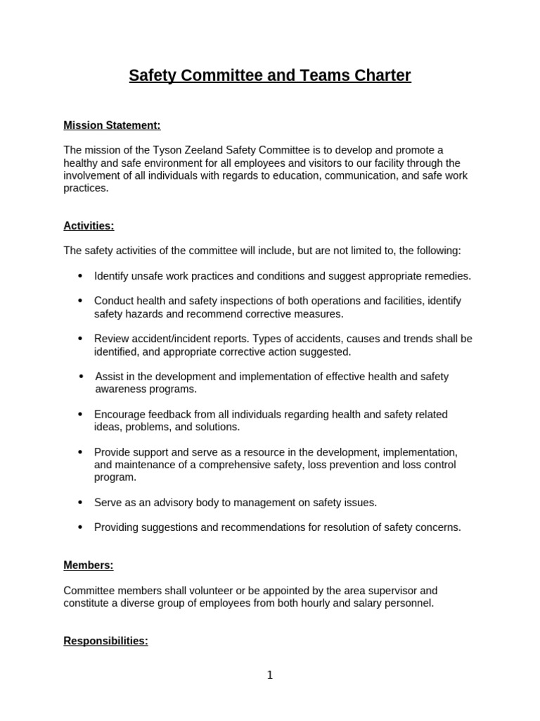 Safety Representative Charter | PDF
